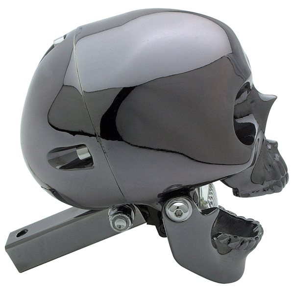MeanCycles | SKULL HEADLIGHT BLACK CHROME - Part No: 1-SKULLEA